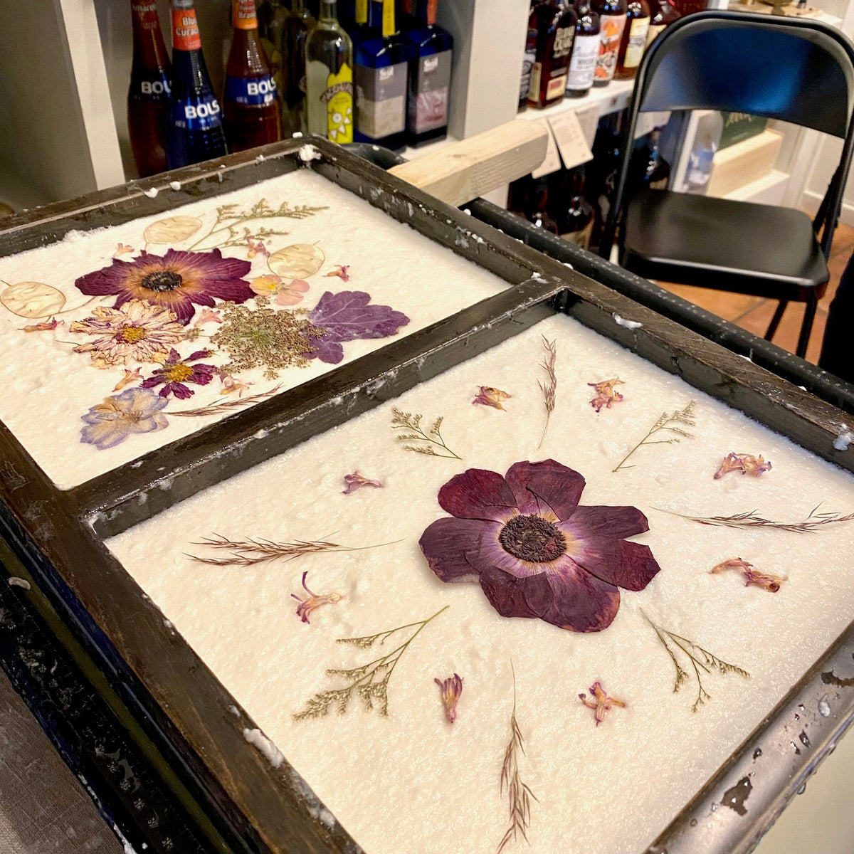 Papermaking workshop with natural dyes + pressed florals – Bat Flower Press